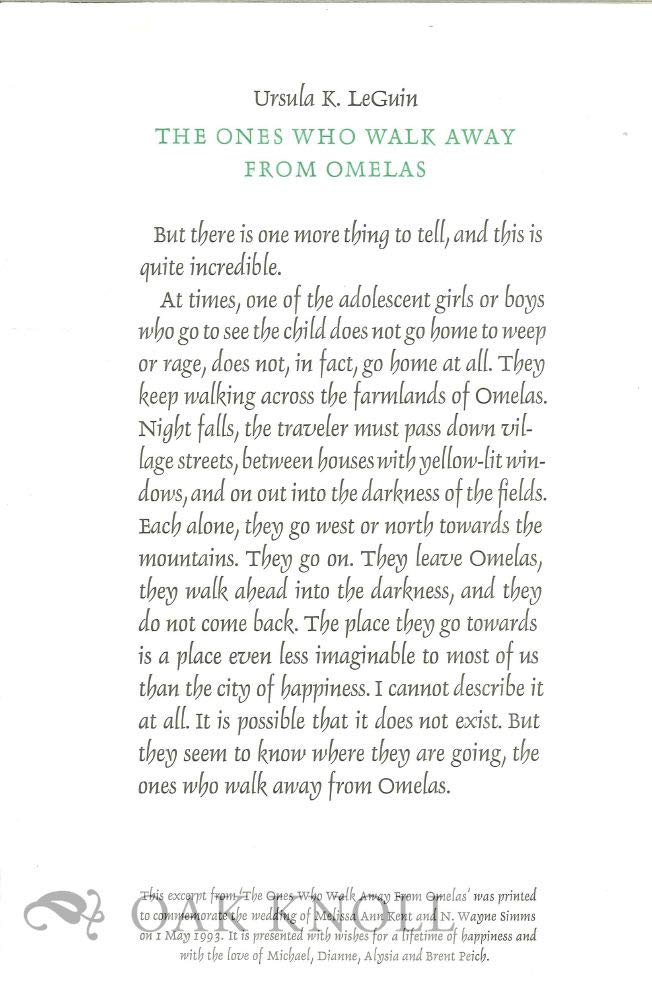 ONES WHO WALK AWAY FROM OMELOS.|THE by Ursula K. Le Guin | Goodreads