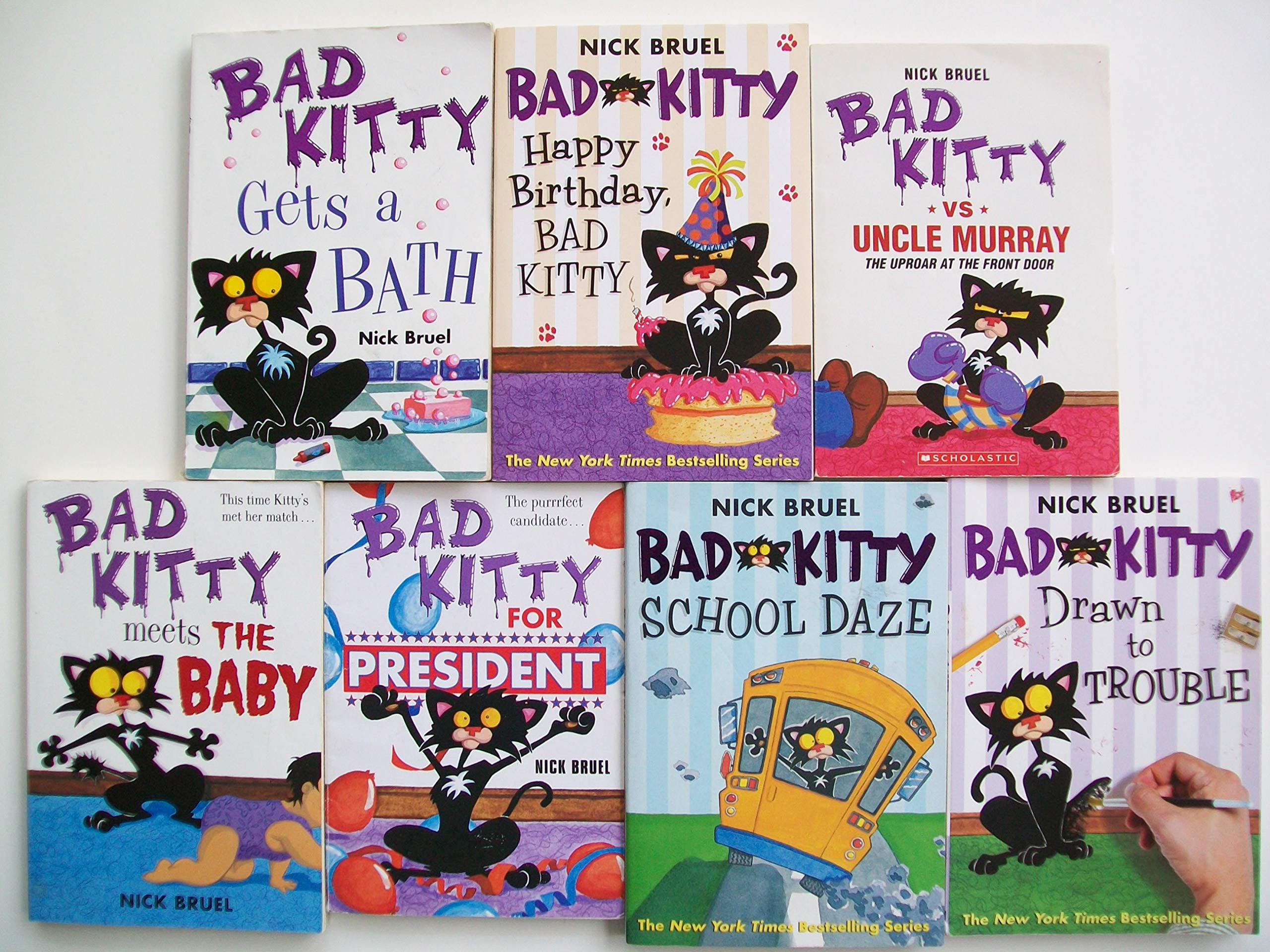 Bad Kitty Series (Set of 7) Gets a Bath, Happy Birthday, Uncle Murray ...