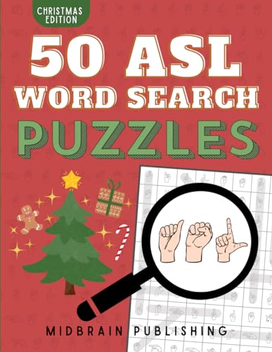 50 ASL Word Search Puzzles Christmas Edition: Fingerspelling American ...