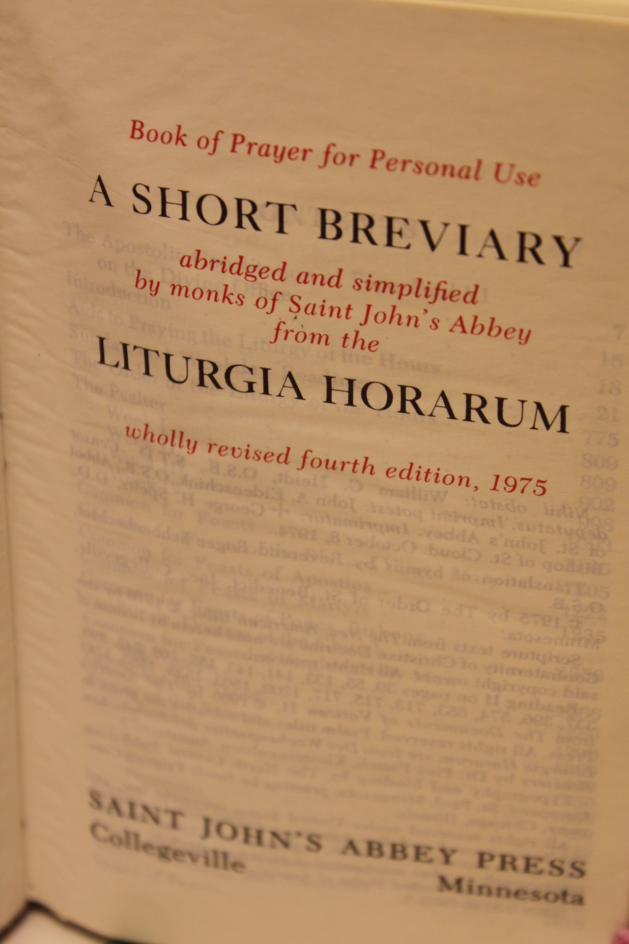 Book of Prayer for Personal Use: A SHORT BREVIARY Abridged and ...