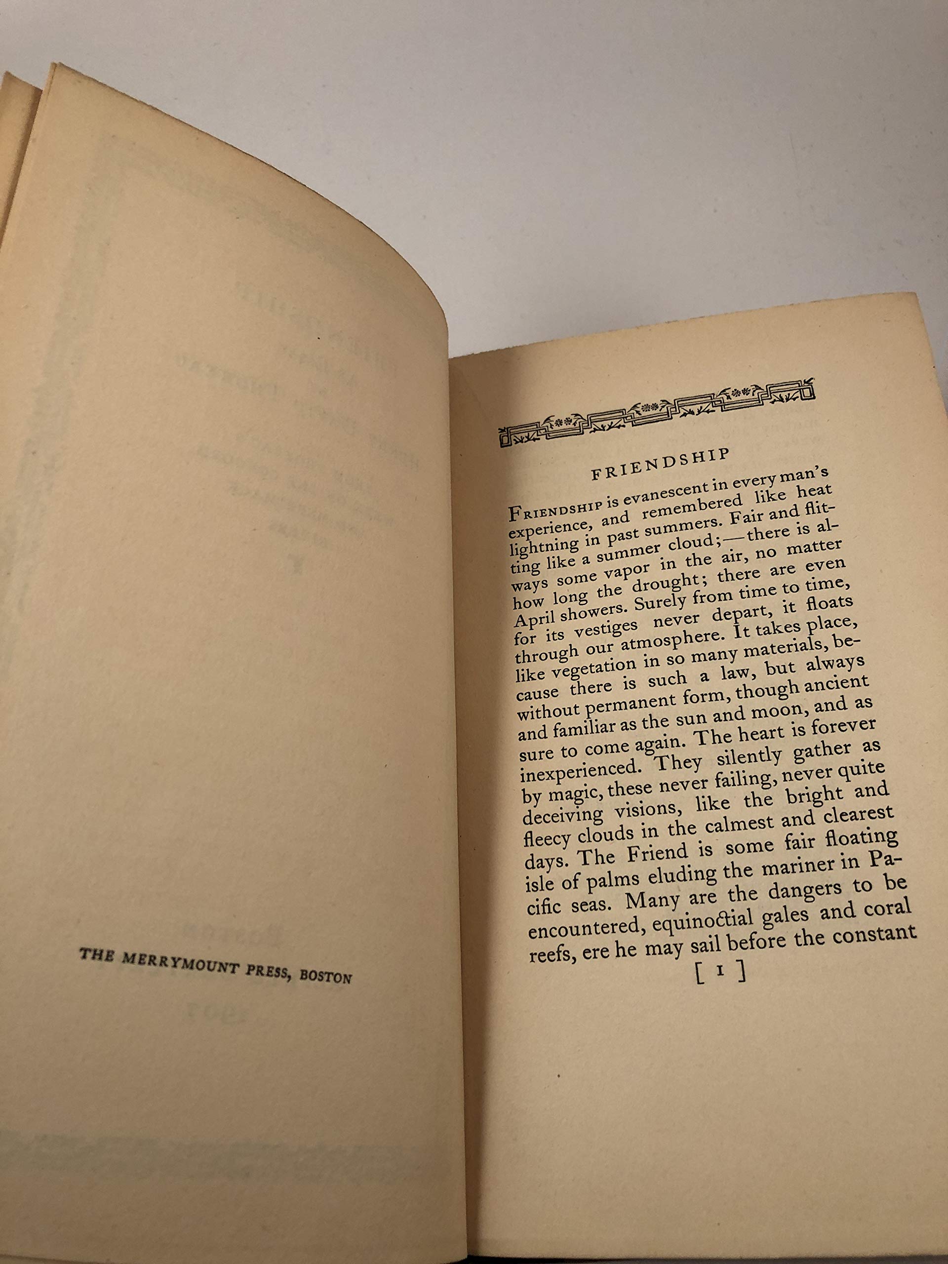 Friendship an Essay from Thoreau's Week on the Concord and Merrimack ...