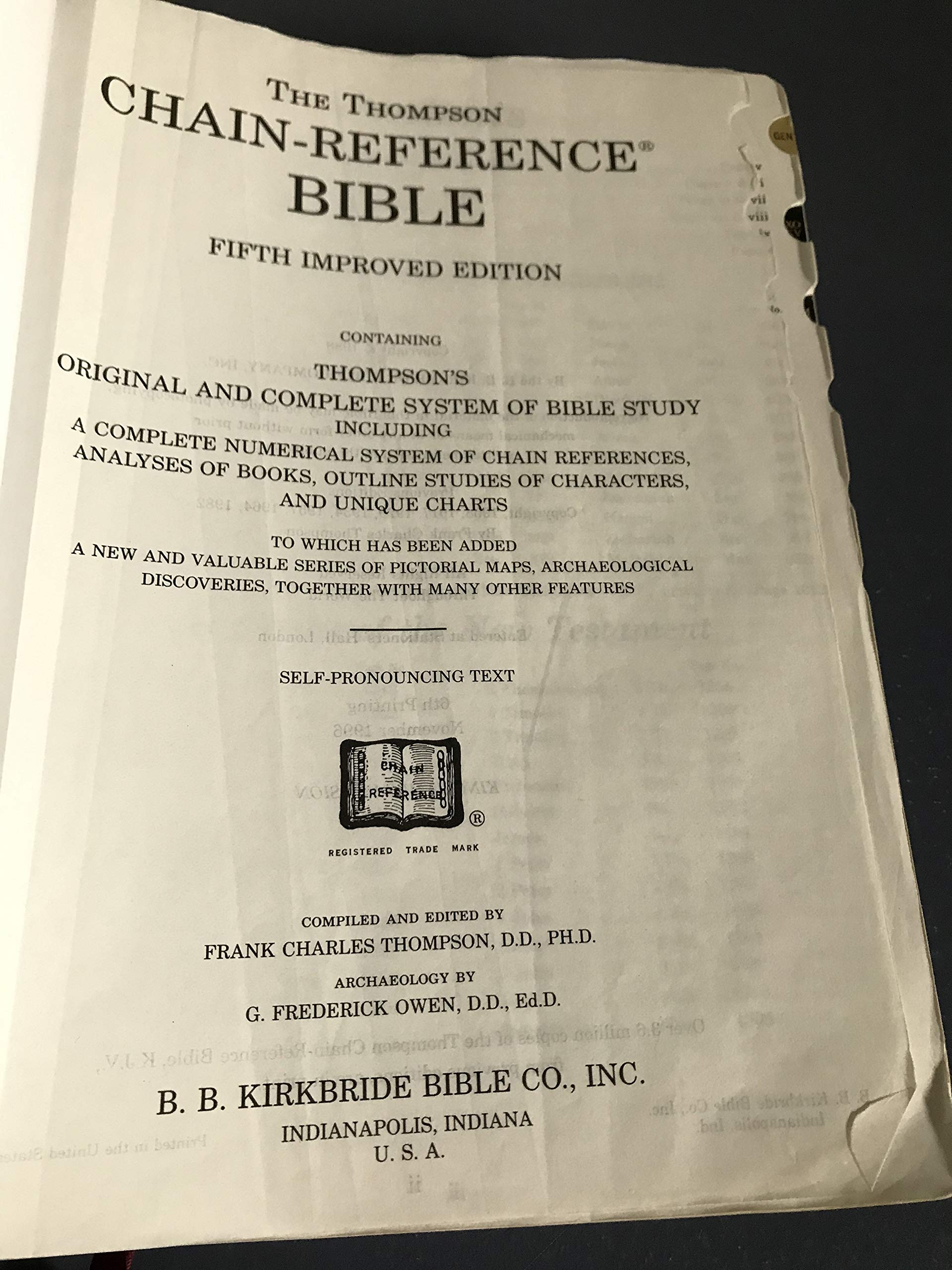 The Thompson Chain-Reference Bible: Containing Thompson's Original and ...
