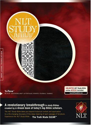 NLT Study Bible: New Living Translation, Black/Vintage White Floral ...