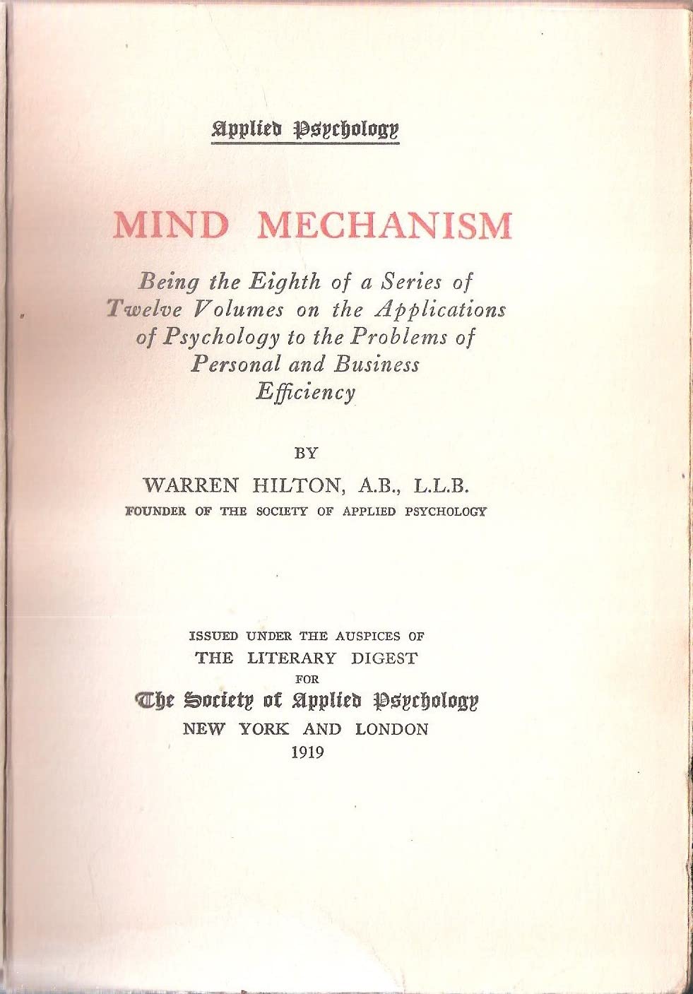 MIND MECHANISM by Warren Hilton | Goodreads