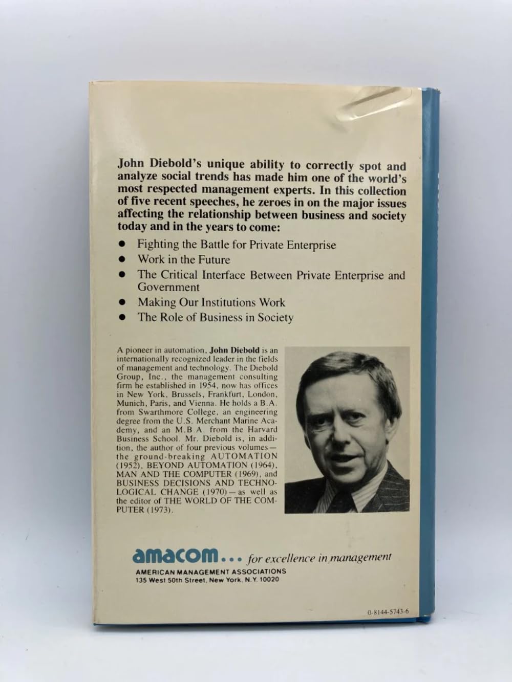 The role of business in society by John Diebold | Goodreads
