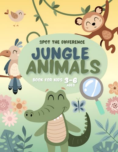 Spot the Difference - Jungle Animals: A fun Search & Color Book for ...