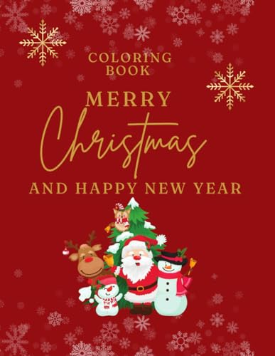 Merry Christmas Coloring Book: Easy Large Picture Xmas Colouring Pages ...
