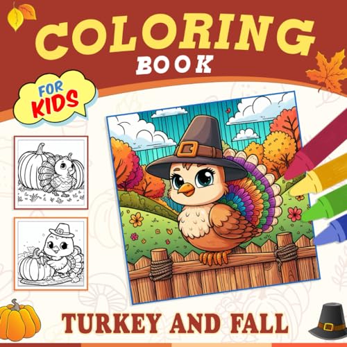 Turkey Fall Coloring Book: Adorable Thanksgiving Coloring Book ...