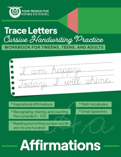 Trace Letters: Cursive Handwriting Practice Workbook for Tweens, Teens ...