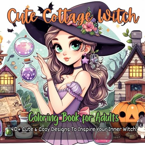 Cute Cottage Witch Coloring Book: 40+ Enchanting, Witchy, Magical ...