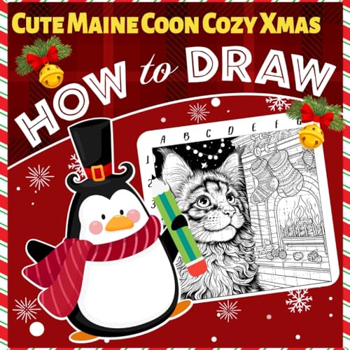 How to Draw Cute Maine Coon Cozy Xmas: Step-by-Step Drawing Guide and ...