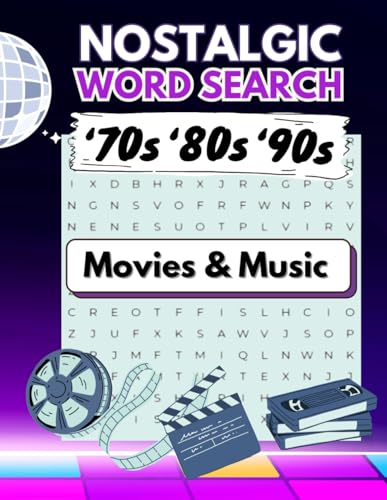 Nostalgic Word Search 70s 80s 90s Movies and Music: Retro Wordfind ...