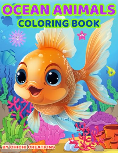 OCEAN ANIMALS COLORING BOOK: Cute and Kawaii Marine Animals and Sea ...