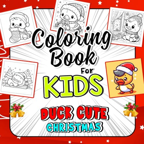 Duck Cute Christmas Coloring Book for Kids: Cheerful Coloring Pages ...