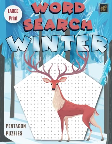 Winter Word Search Pentagon Puzzles Large Print: 1400+ Words, Happy ...