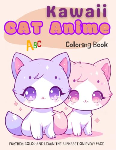 KAWAII CAT ANIME COLORING BOOK: Beautiful Easy Coloring Book Of Cute ...