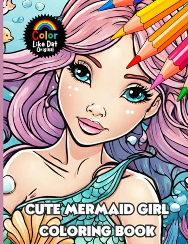 Cute Mermaid Girl Coloring Book: For Kids and Adults, 30 Cute Fun ...