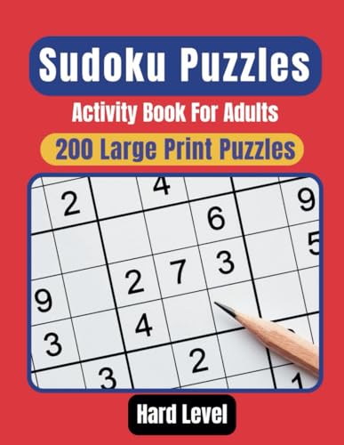 Sudoku Puzzles: Activity Book for Adults 200 Large Print Hard Level ...