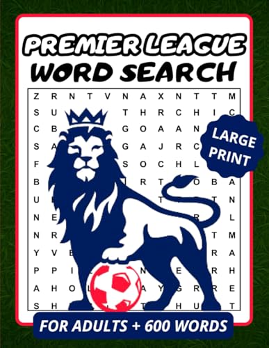 Premier League Word Search Large Print for Adults: Funny 40 Puzzles 600 ...