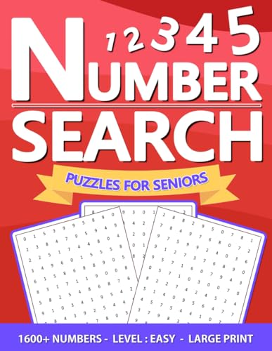 Number Search Puzzle Book For Seniors: Level- Easy, Large Print Number ...