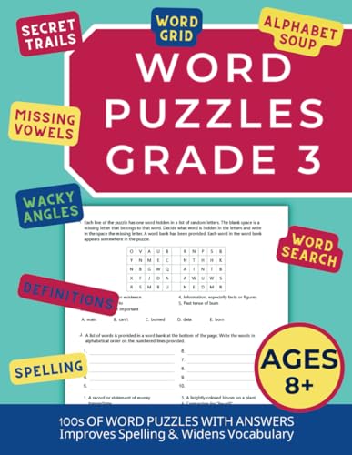 Word Puzzles Grade 3: 100s of Word Searches, Grids, Alphabet Soup ...