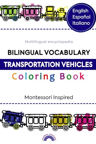 Coloring book bilingual: Transport vehicles and cars, Montessori ...