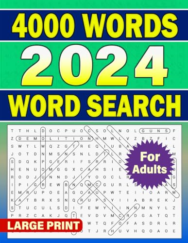 4000 Word Search For Adults Large Print: Challenging Word Find Puzzle ...
