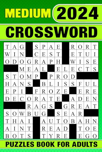 2024 Medium Crossword Puzzles Book For Adults: Challenging & Relaxing ...