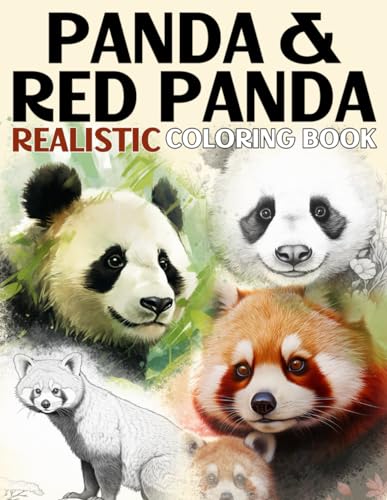 Realistic Panda & Red Panda Coloring Book: Cute Panda Coloring Pages in ...