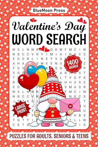 Valentine's Day Word Search Puzzles Large Print: 85 Valentines Themed ...