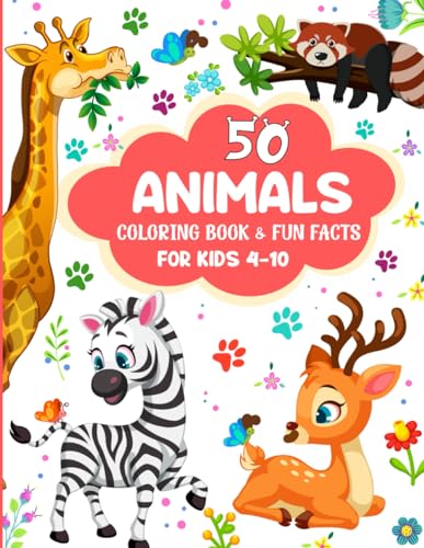 50 Animals Coloring Book & Fun Facts for Kids: Amazing 50 Animals ...