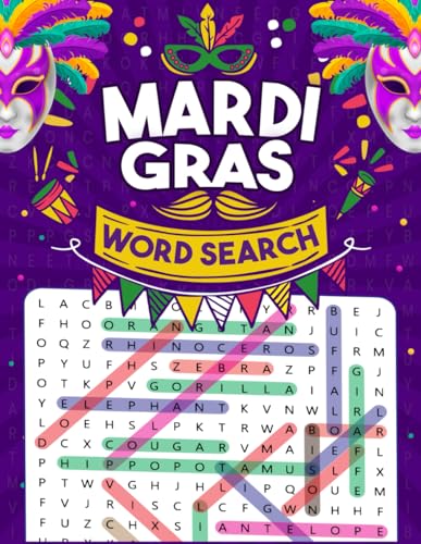 Mardi Gras Word Search: Large print, 1200+ Mardi Gras & Holiday Themed ...
