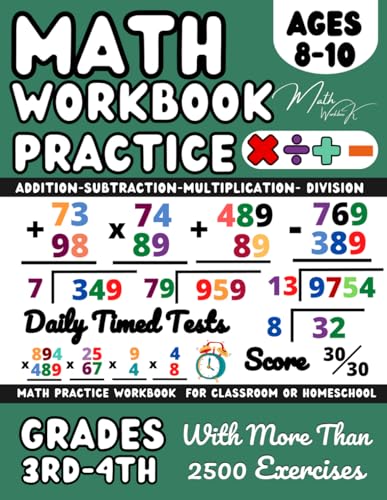 3rd Grade and 4th Grade Math Workbook Addition, Subtraction ...