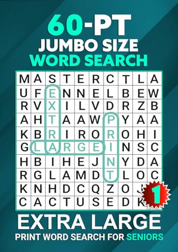 60-PT Jumbo Size Word Search: Extra Large Print Word Search for Seniors ...