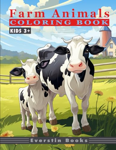 Farm Animals Coloring Book: 40 Big Illustrations for Kids. Cute Farm ...