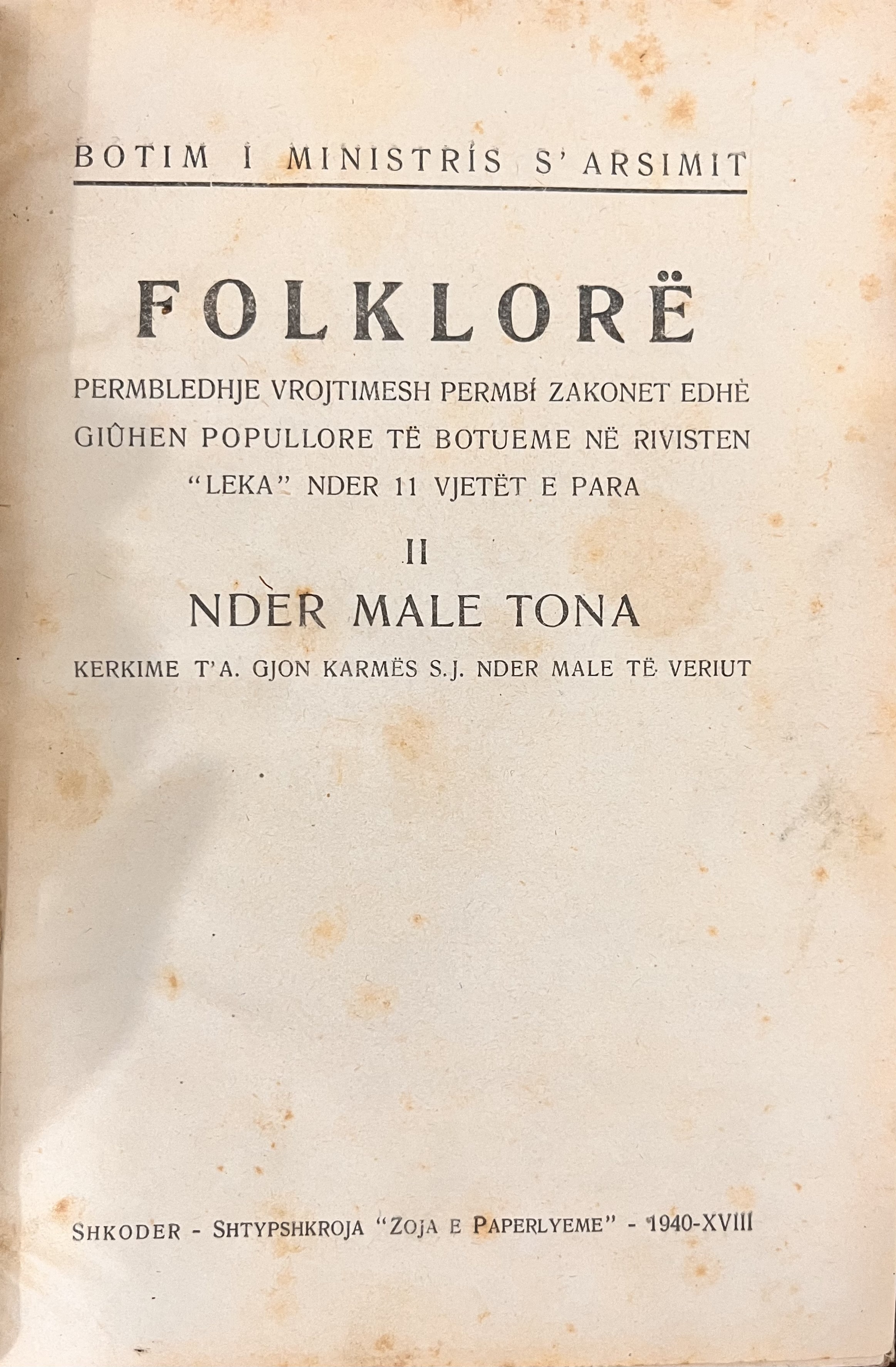 Folklorë : përmbledhje vrojtimesh përmbi zakonet edhe giuhën popullore ...