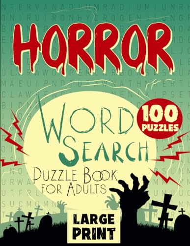 Horror Word Search for Adults Large Print: 100 Spooky Scary Word Find ...