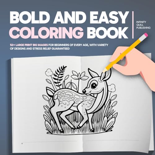 Bold and Easy Coloring Book: 52+ Large Print Big Images for Beginners ...