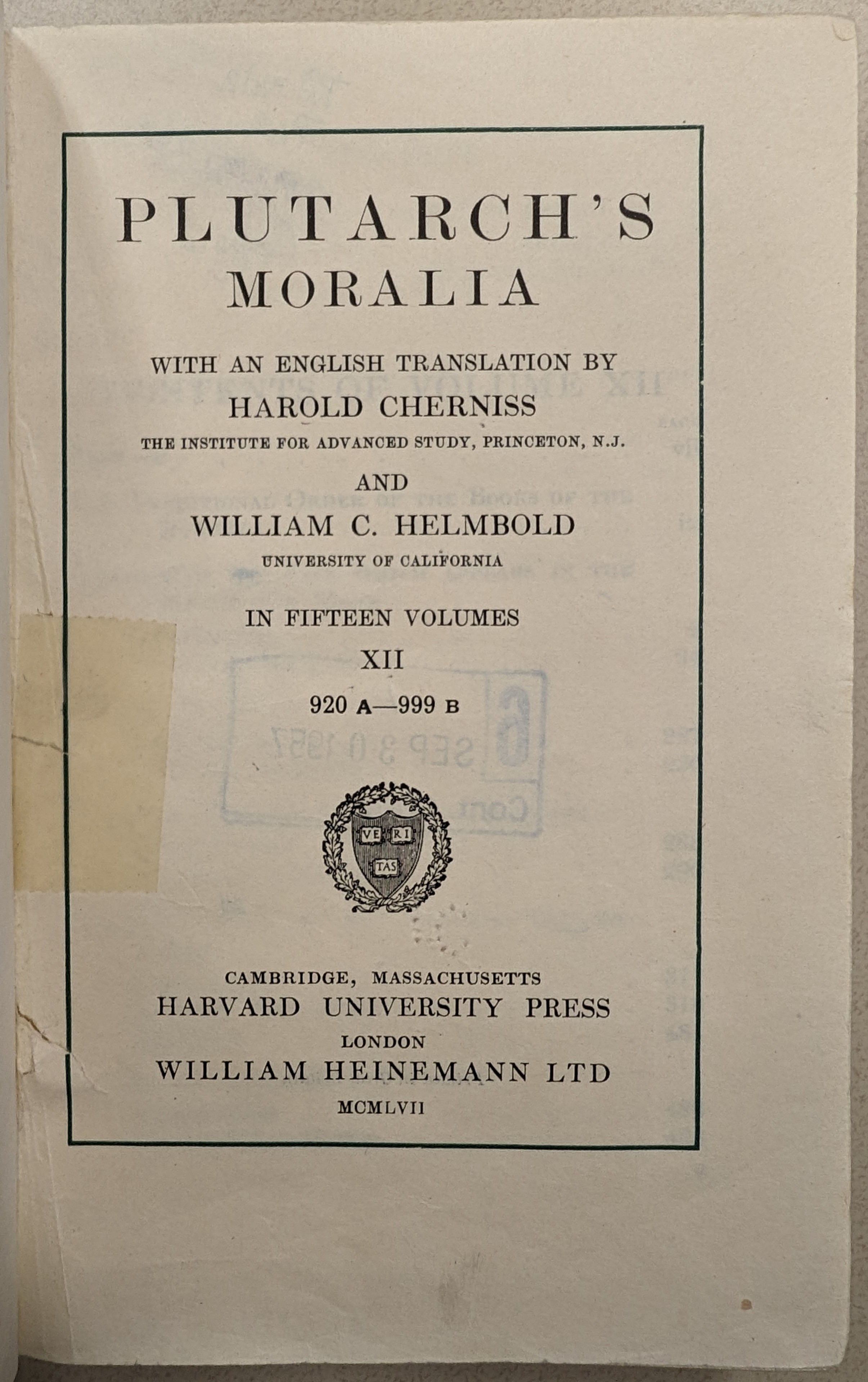 Plutarch's Moralia, Volume XII by Plutarch | Goodreads