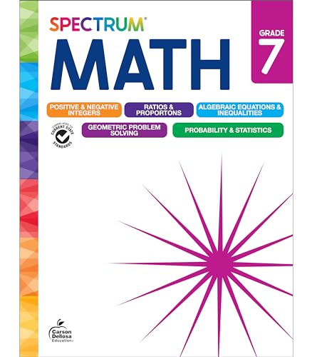 Spectrum 7th Grade Math Workbooks, Mathematics Middle School Books ...