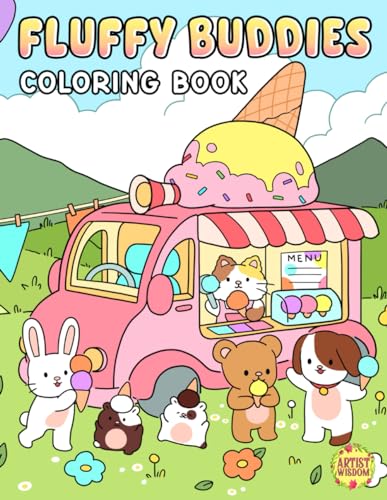 Fluffy Buddies Coloring Book: A Collection Of Super Cute Illustration ...