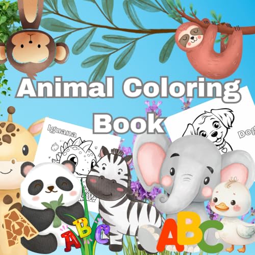 Cute Animal Coloring Book For Kids: Educational Coloring Pages with ...