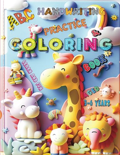 ABC Handwriting Practice & Coloring Book: Cozy Friends, Dinosaurs ...