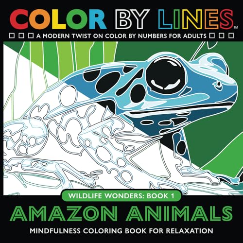COLOR BY LINES - Amazon Animals: A Modern Twist on Color By Numbers for ...