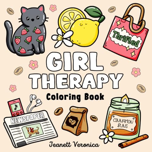 Girl Therapy Coloring Book: Bold and Easy Designs for Adults and Teens ...