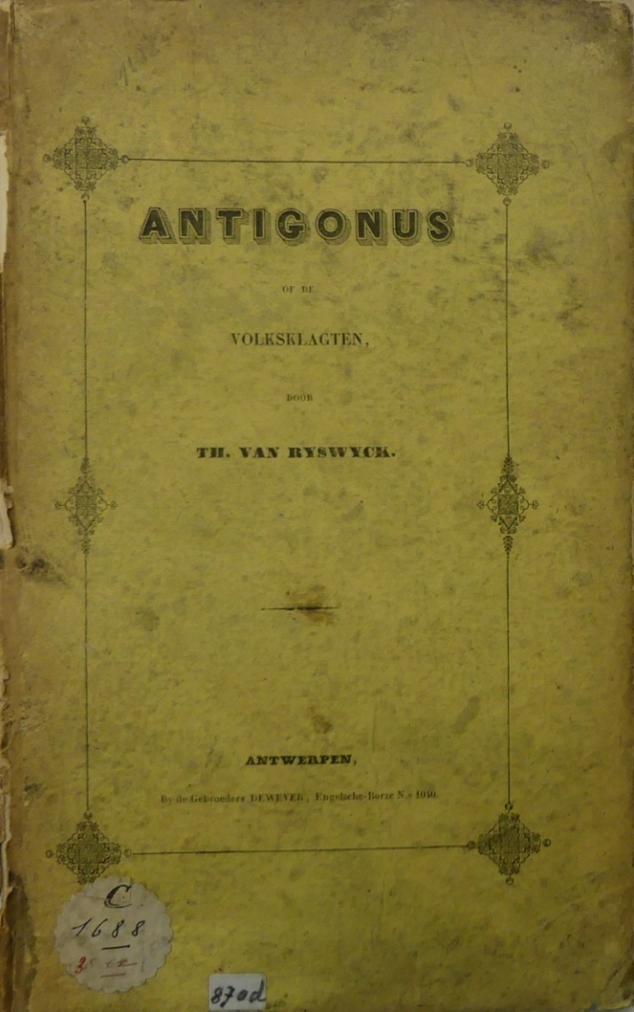 Antigonus Of De Volksklagten by Theodoor Van Rijswijck | Goodreads