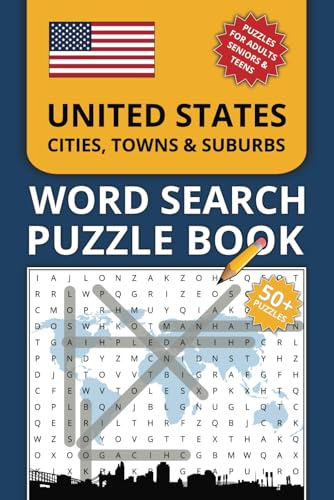 US Cities, Towns & Suburbs Word Search Book for Adults, Seniors ...