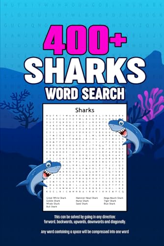 SHARKS WORD SEARCH PUZZLE BOOK: Fun & Challenging Shark-Themed Word ...