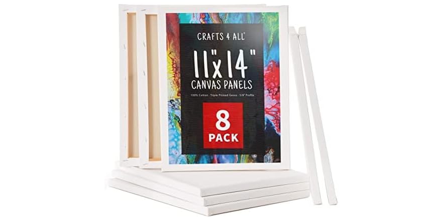 8 Pack Stretched Canvas 11x14" Boards