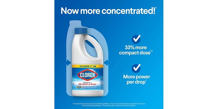 (6 or 12-Pack) Clorox Disinfecting Bleach 43ozs
